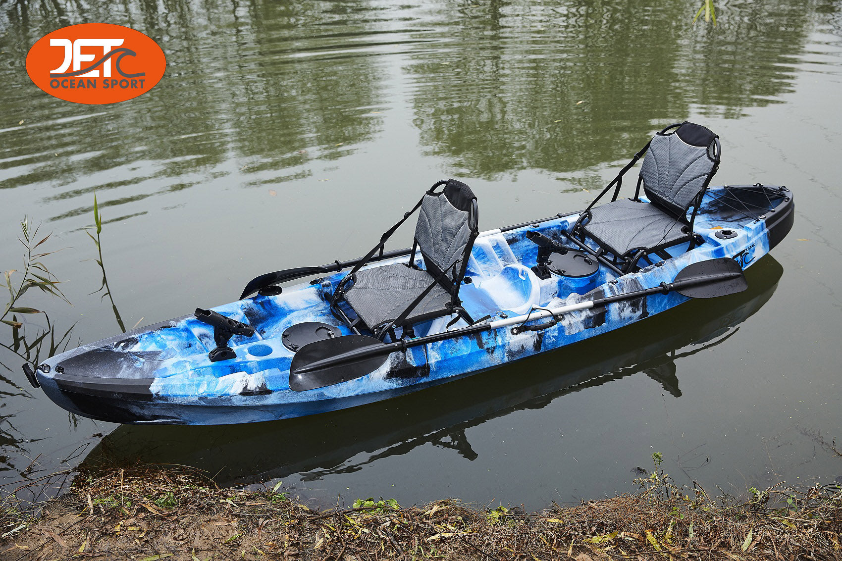 JETA 3.7M 2.5 Seaters 2+1 Double Family Fishing Kayak with Aluminium S ...